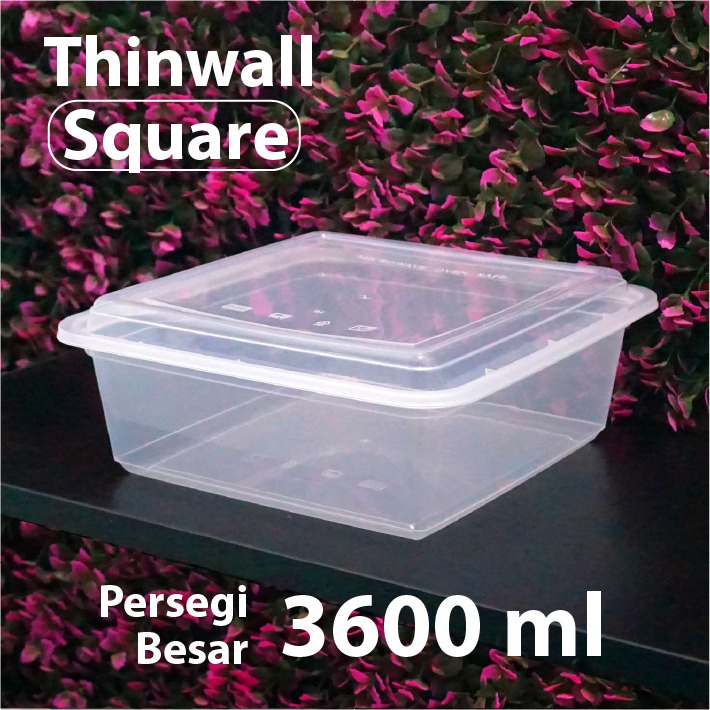 Jual Thinwall Persegi Besar 3600 ml DM - Wadah Kotak Kue - Square SQ ...