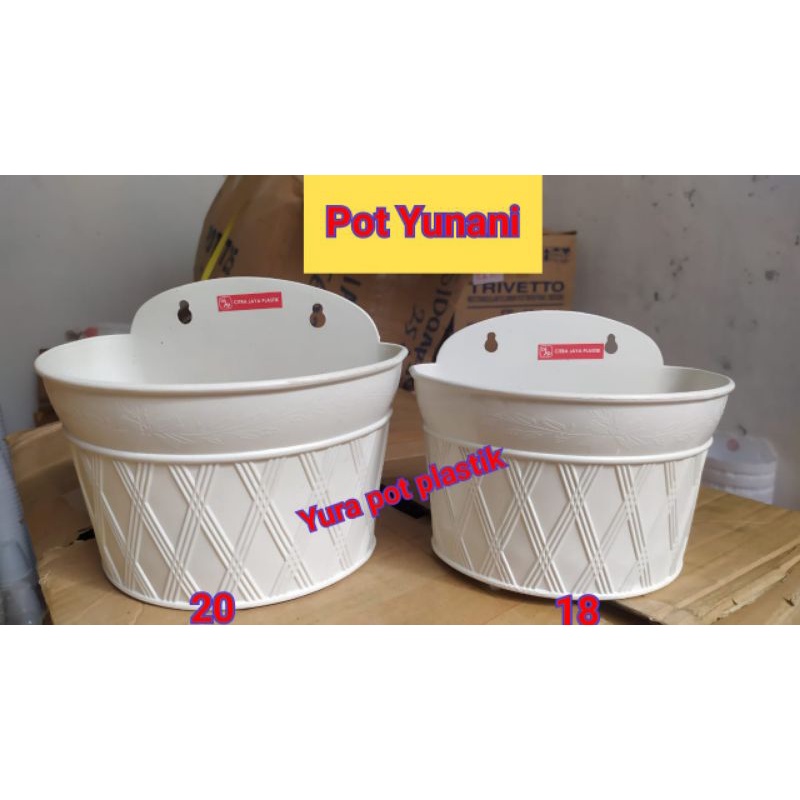 Jual Pot dinding/tempel Yunani ukuran 18 warna putih - Pot bunga ...