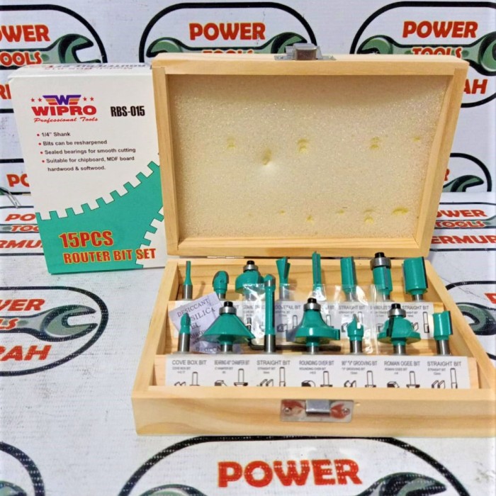 Jual Mata Profil Set 1/4" 15 pcs Router Bit Set Pisau Mata Trimmer Set ...