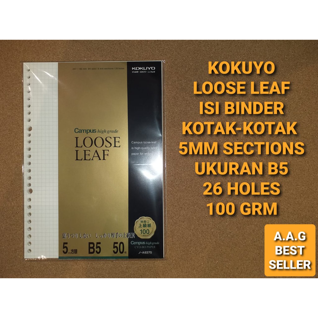 Jual KOKUYO LOOSE LEAF ISI BINDER KOTAK-KOTAK 5MM SECTION, UKURAN B5, 100G | Shopee Indonesia