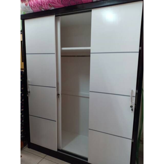 Jual Lemari Baju 3 Pintu Sliding Minimalis Teakblock Duco Ukuran Jumbo | Shopee Indonesia