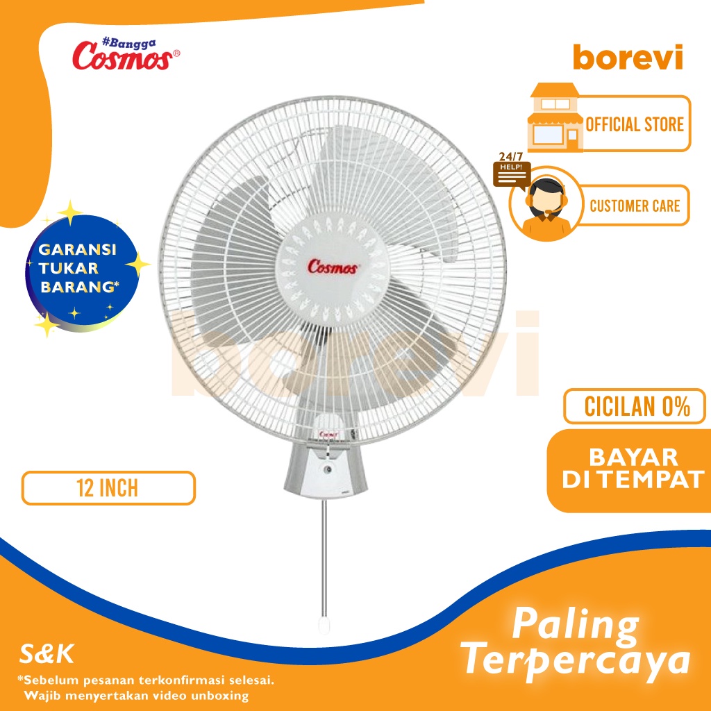 Jual KIPAS ANGIN DINDING COSMOS 12 CWF 12 INCH / WALL FAN 12 INCI 12CWF ...