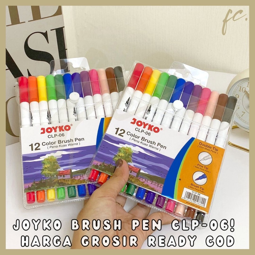 Jual Set Color Brush Pen Pena Kuas Warna Joyko Original CLP-06 Pcs 2 in ...