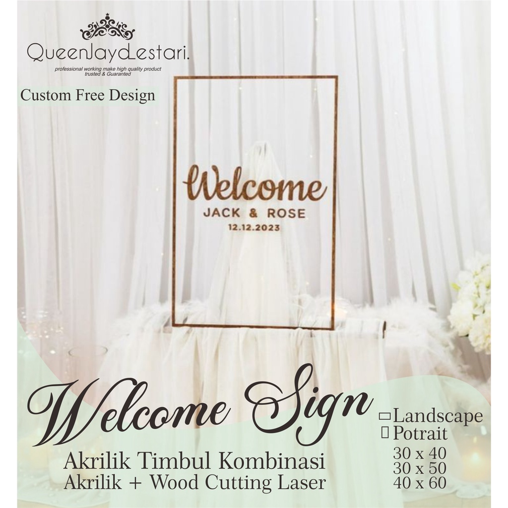 Jual NEW PRODUCT!!! Welcome Sign / Wedding Sign Custom Timbul 2 layer ...