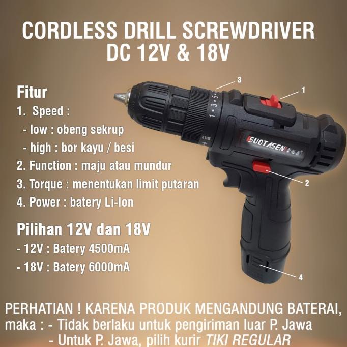 Jual Mesin Bor Tangan Portable / Cordless Drill Screwdriver DC | Shopee ...