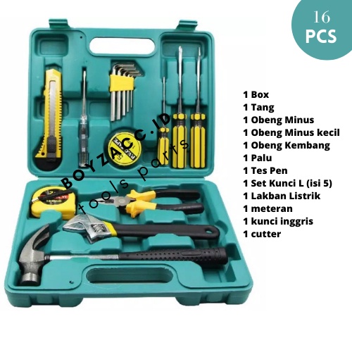 Jual SET TOOL Set Box Alat Perkakas Palu + Tang + Obeng + kunci inggris ...