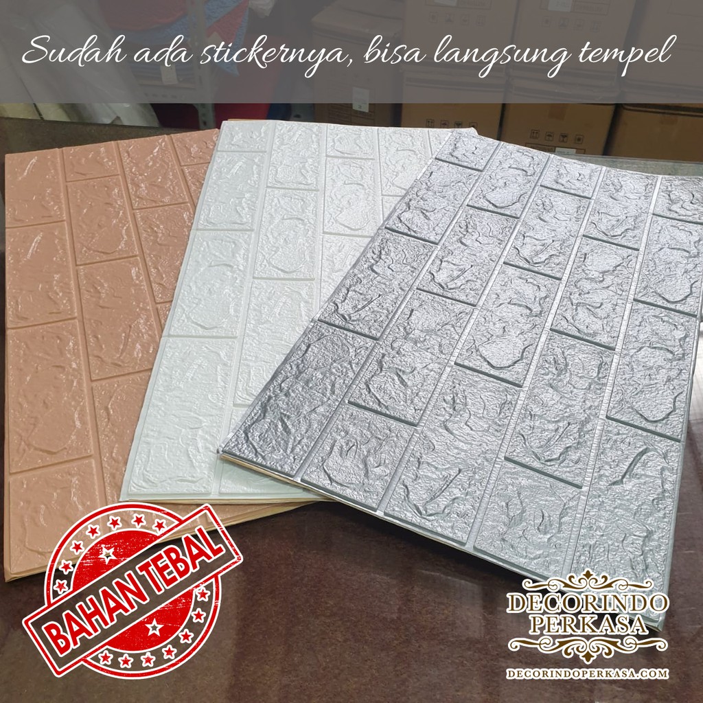 Jual Wallpaper Sticker 3D Motif Bata Timbul Bahan Tebal Harga Per ...