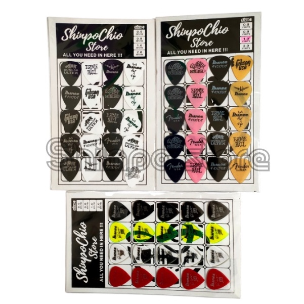 Jual Pick Gitar Murah Pemetik Gitar 1 Set 20pcs 0,5mm 1,0mm 2,0mm 3,0mm ...