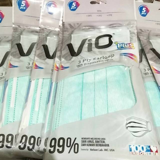 Jual masker vio 3 ply earloop isi 5 pcs | Shopee Indonesia