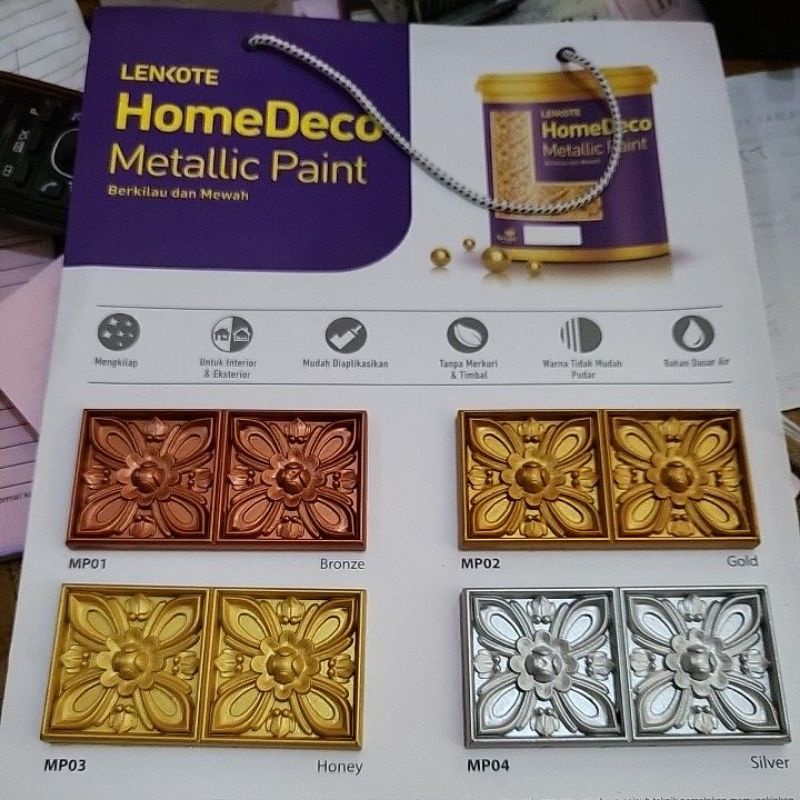 Jual LENKOTE HOME DECO METALLIC PAINT BRONZE GOLD HONEY SILVER 1 LITER ...