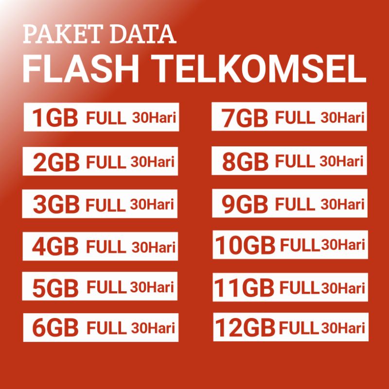 Jual Paket Data Flash Telkomsel murah full kuota utama 24 jam All Zona Masa Aktif 30 Hari ...
