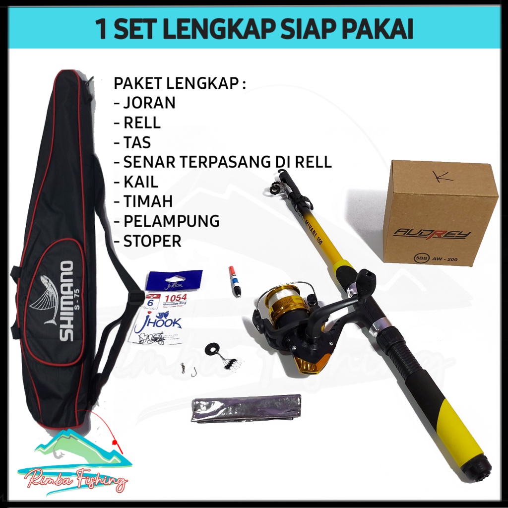 Jual Pancing 1 Set Lengkap Tas Joran Antena 150Cm Reel Audrey 5 BB ...