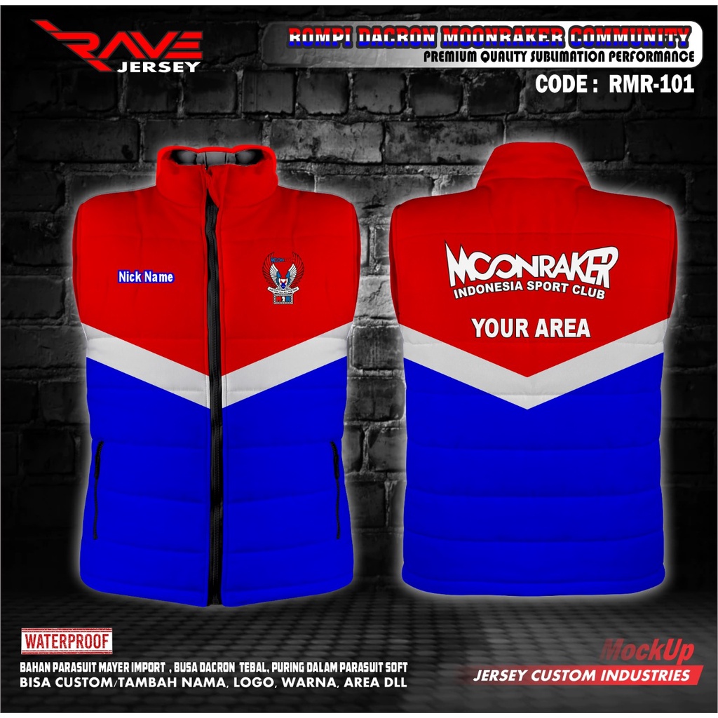Jual ROMPI PUFFER/DACRON/GELEMBUNG MOONRAKER PRINTING CUSTOM (DESAIN ...