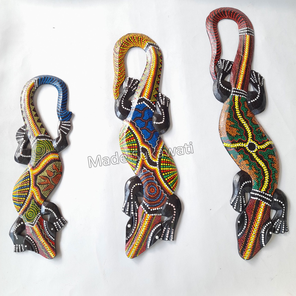 Jual Kerajinan kayu hiasan dinding cicak tokek Gecko bali lukis tutul ...