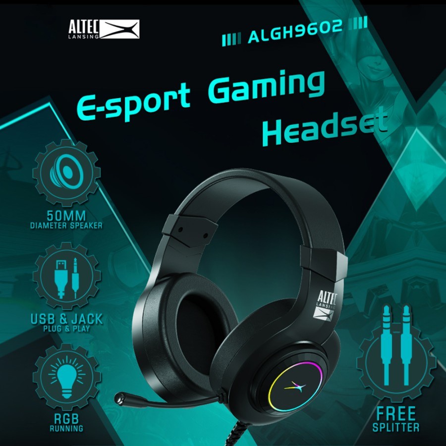 Jual Headset Headphone Gaming Altec Lansing ALGH9602 - RGB - 3.5mm usb ...