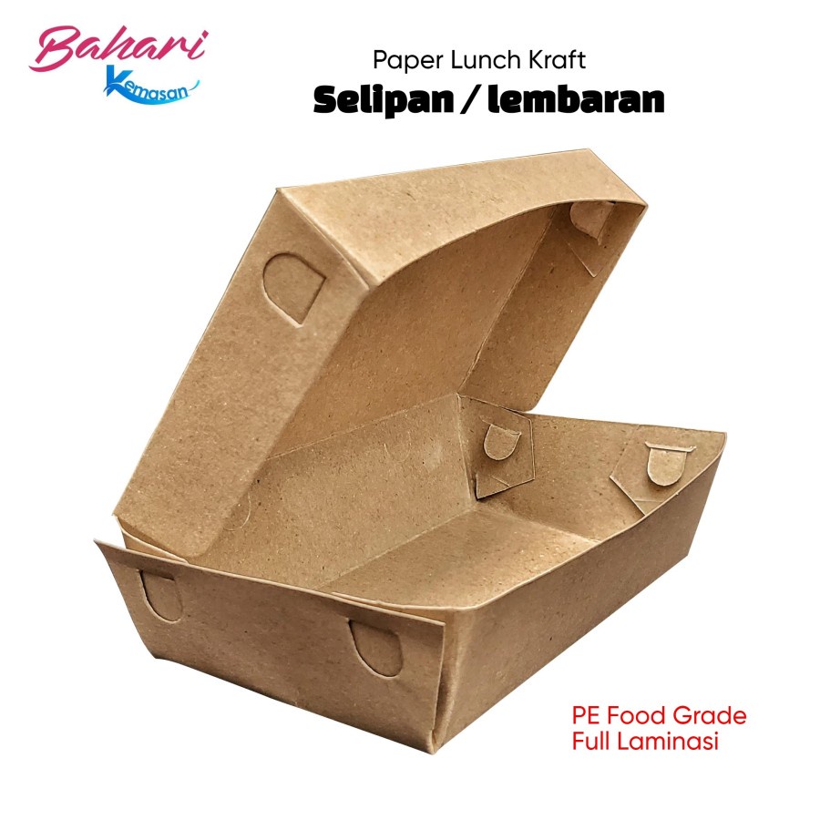 Jual paper lunch box lembaran selipan kraft cokelat brown klaminasi M L ...