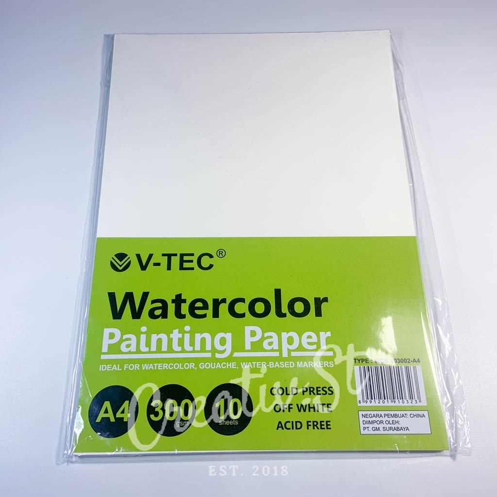 Jual V-TEC A4 Water Color Paper Sheets 300 Gsm Cold Press Watercolor 21 ...