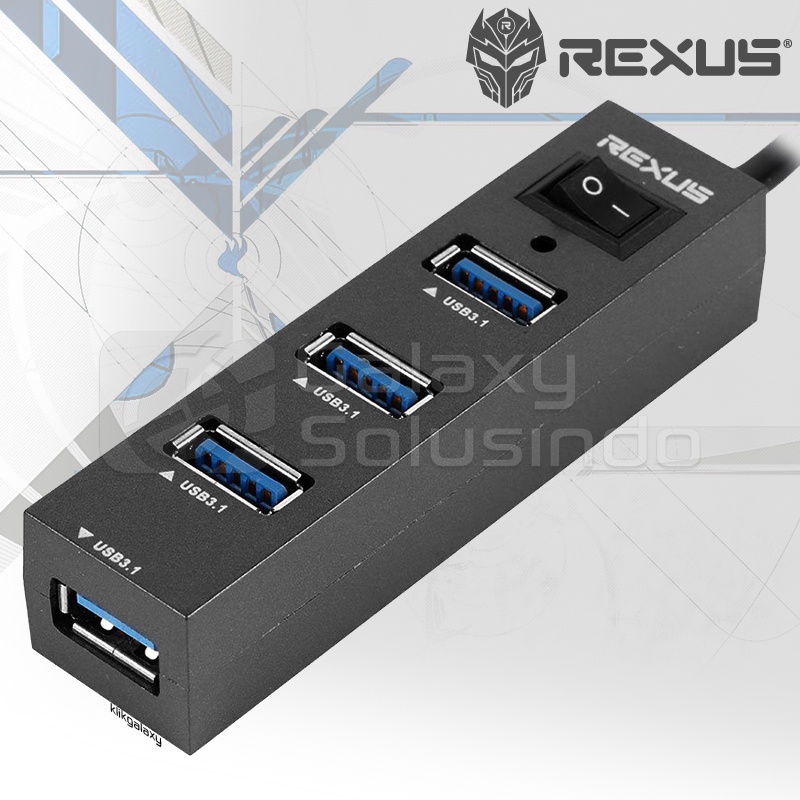 Jual REXUS RXH-327 4 Port 3.1 USB HUB with ON/OFF Switch | Shopee Indonesia