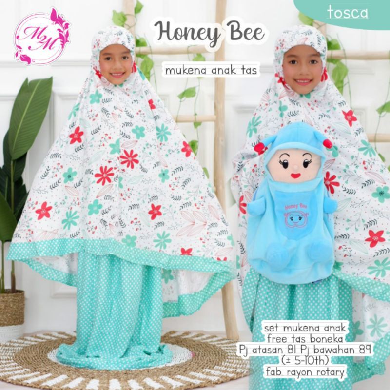 Jual Mukena Anak usia 5-10 th free tas boneka || Honey Bee by m2m ...