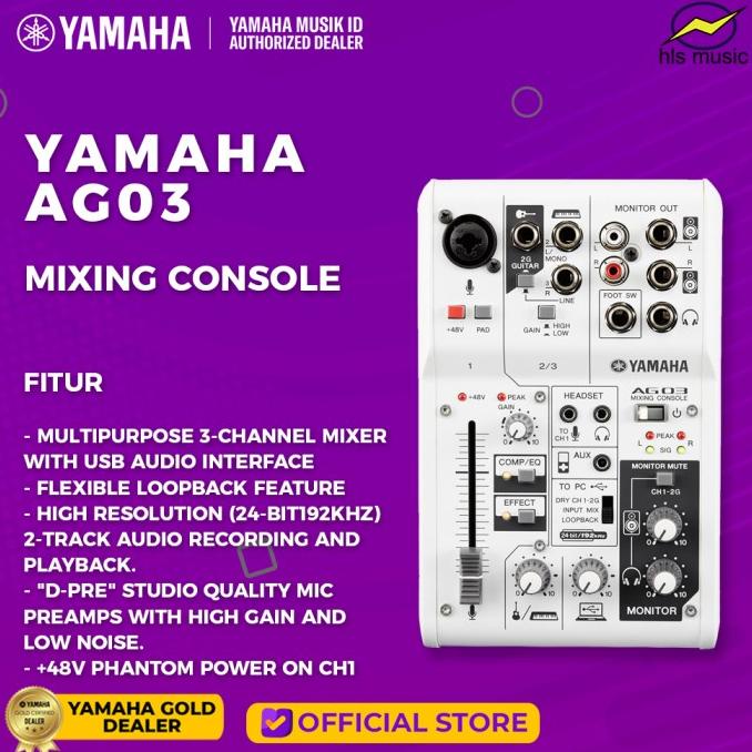 Jual Yamaha Mixer AG03 / AG03 with 3 Channel USB audio interface | Shopee Indonesia
