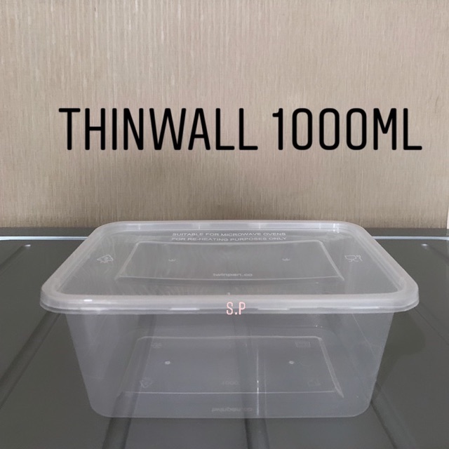 Jual THINWALL 1000 ML FOOD CONTAINER KOTAK MAKAN TAHAN PANAS MICROWAVE isi 25 pcs | Shopee Indonesia