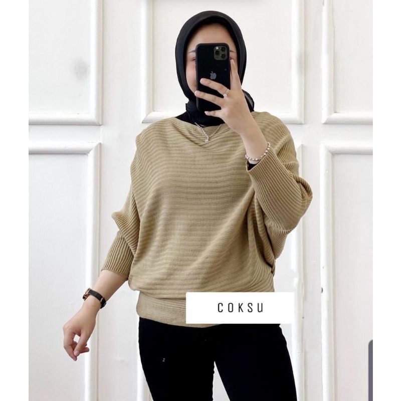 Jual COD!!sweater blouse Batwing rajut wanita termurah/atasan rajut wanita oversize | Shopee ...