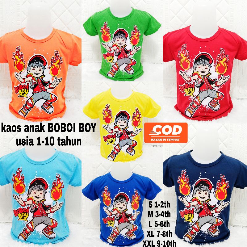 Jual kidsstyle92 kaos anak laki-laki BOBOI BOY FIRE usia 1-10 tahun ...