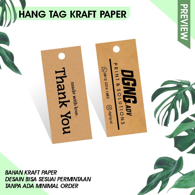 Jual HANG TAG PRICE TAG KRAFT PAPER THANK YOU CARD CUSTOM DESAIN ...