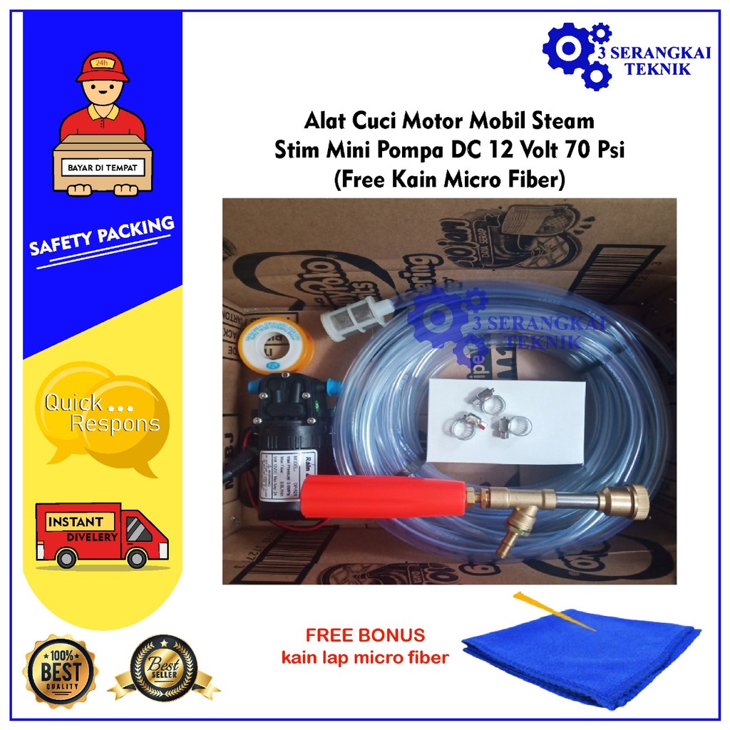 Jual Alat Cuci Motor Mobil Steam Stim Mini Pompa DC 12 Volt 70 Psi ...