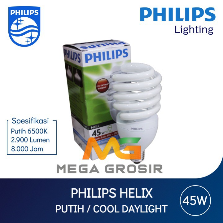 Jual Lampu Philips Helix 45W Putih Cool Daylight 6500K Spiral Tornado ...