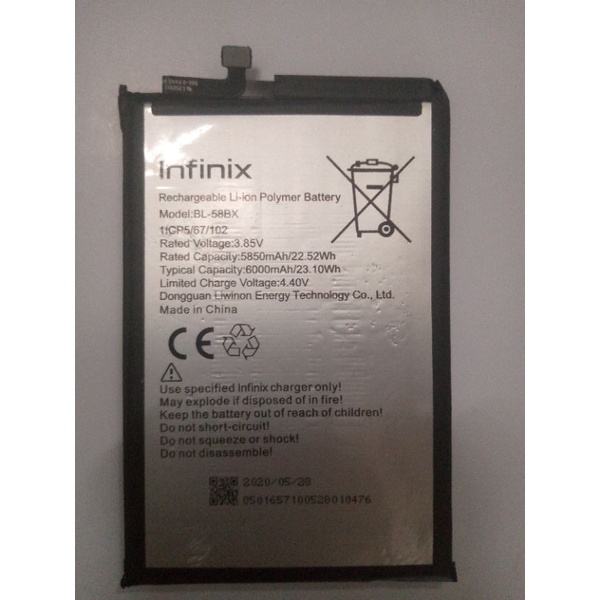 Jual baterai BL-58BX infinix hot 9 play, hot 10 play original 100% ...