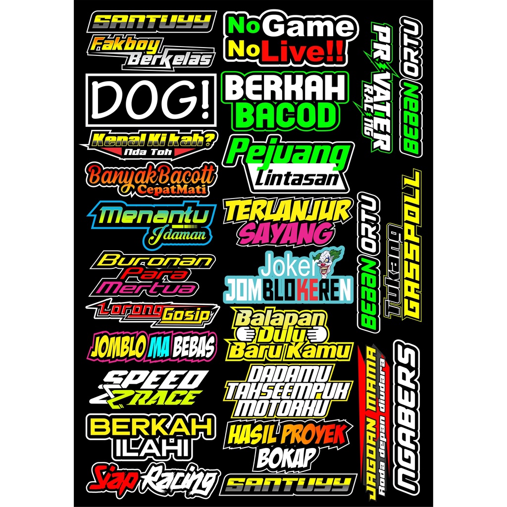 Jual STICKER KATA KATA 27 PCS STIKER RACING STIKER SPONSOR STIKER MOTOR TAHAN AIR | Shopee Indonesia
