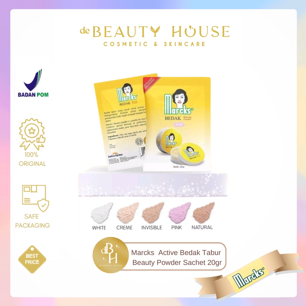 Jual MARCKS Active Bedak Tabur Beauty Powder Sachet - 20gr | Shopee ...
