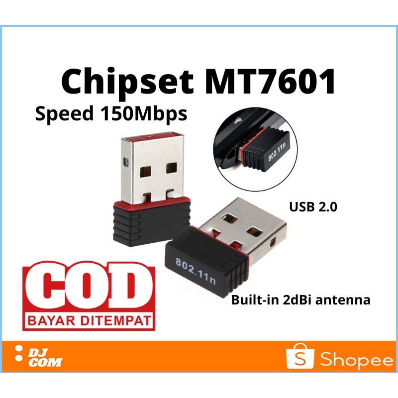 Jual USB Wifi Dongle Wireless Mini Network Adapter Adaptor Receiver Komputer PC Laptop MT 7601 ...