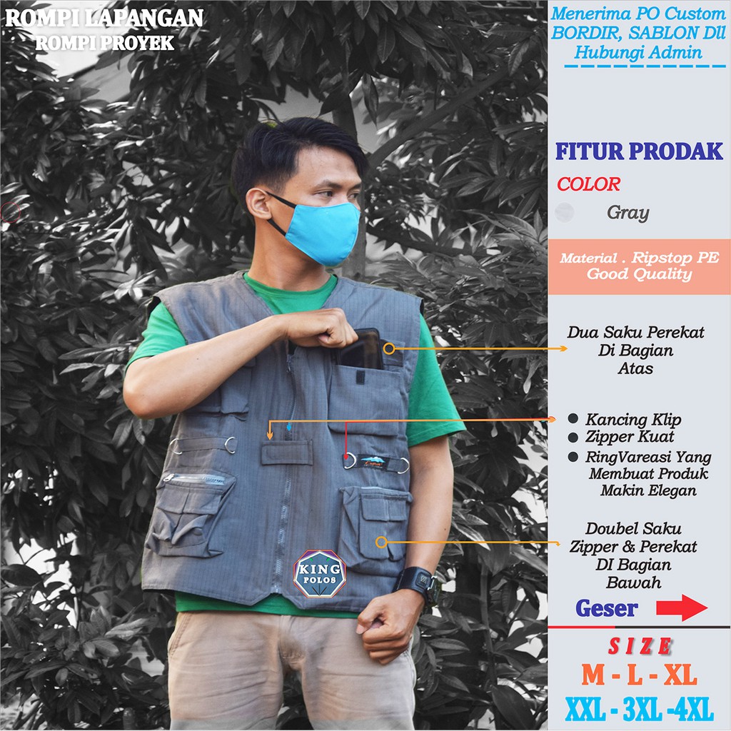 Jual ROMPI MOTOR HIGH QUALITY | ROMPI SERAGAM PROYEK | VEST SAKU ...