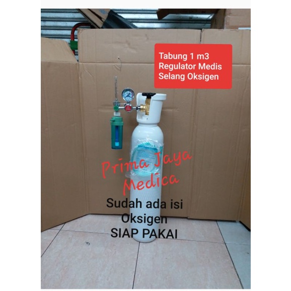 Jual Tabung Oksigen Set 2 in 1, Tabung 1 m3 Regulator Oksigen Selang ...