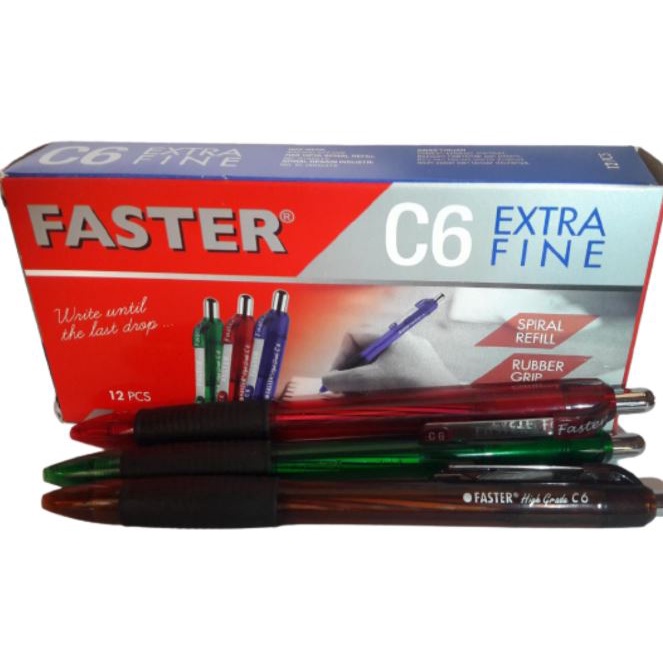 Jual (12pc) PULPEN FASTER C6 / PEN / BOLPOIN FASTER C6 CETEK | Shopee ...