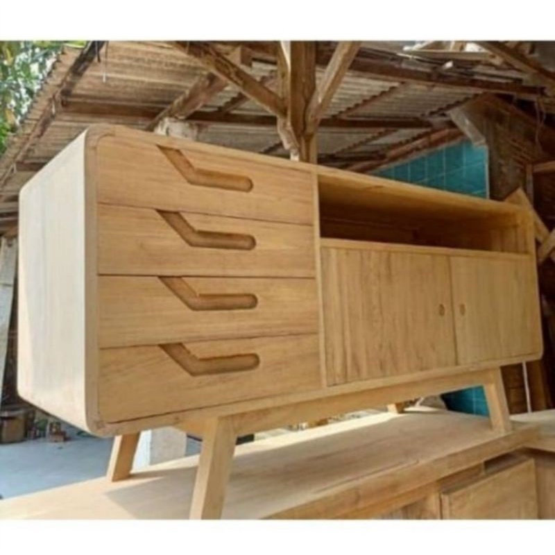 Jual Meja Buffet TV Retro Minimalis Kayu Jati | Shopee Indonesia