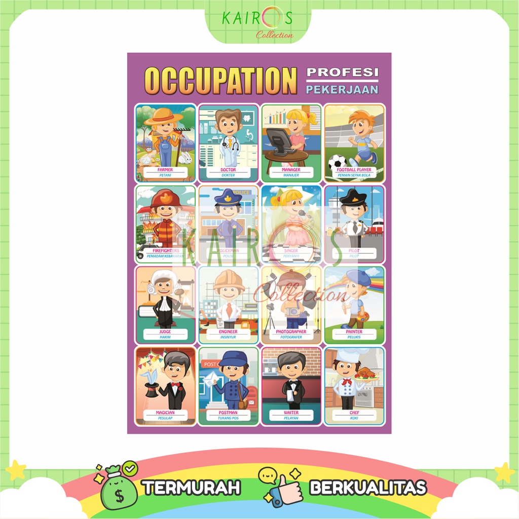 Jual Poster Edukasi Anak Belajar Jenis Profesi Pekerjaan | Shopee Indonesia