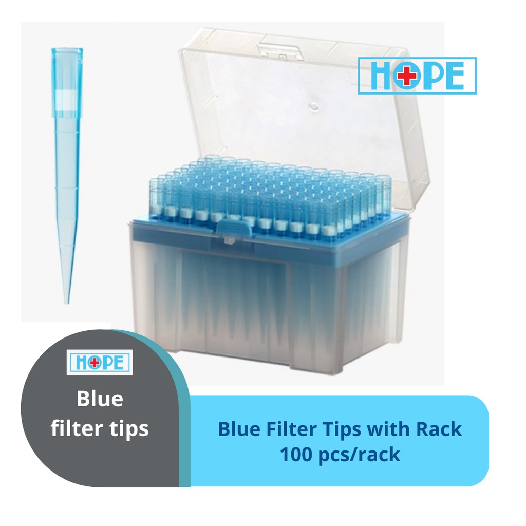 Jual HOPE - Blue Filter Tips with Rack / 100-1000 uL Blue Filter Tips ...