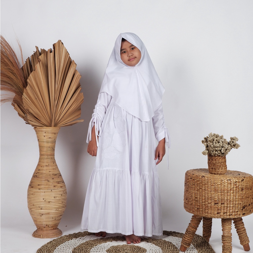 Jual Rita Lady - Hamra Baju Gamis Putih Anak Perempuan Bahan Polyrayon ...