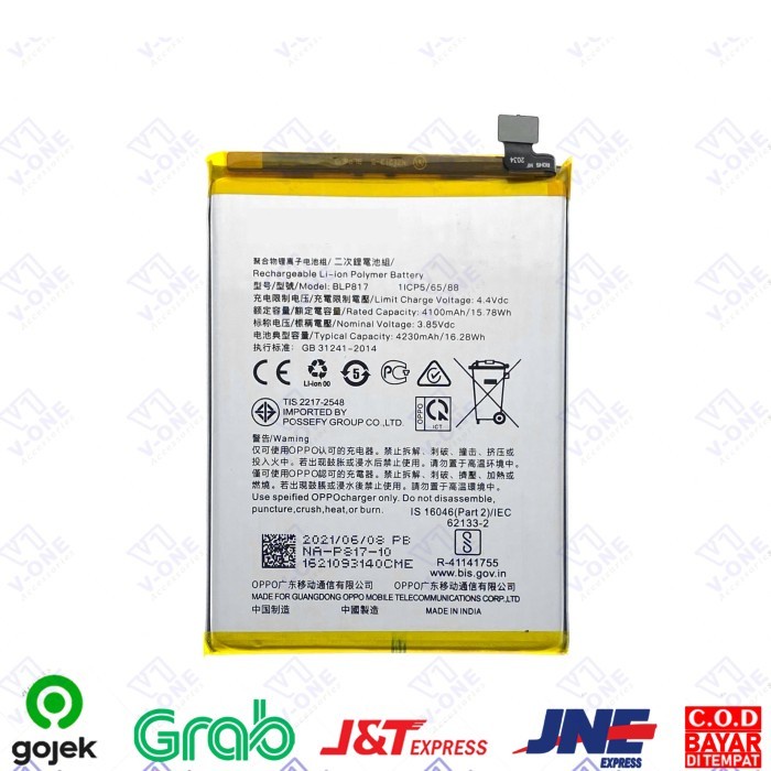 Jual BATERAI BATRE ORIGINAL 100 OPPO BLP817 OPPO A15 2020 QPP | Shopee ...