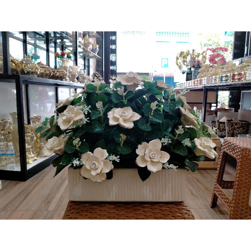 Jual Pajangan Bunga Rangkai Keramik (Free Packing Kayu) | Shopee Indonesia