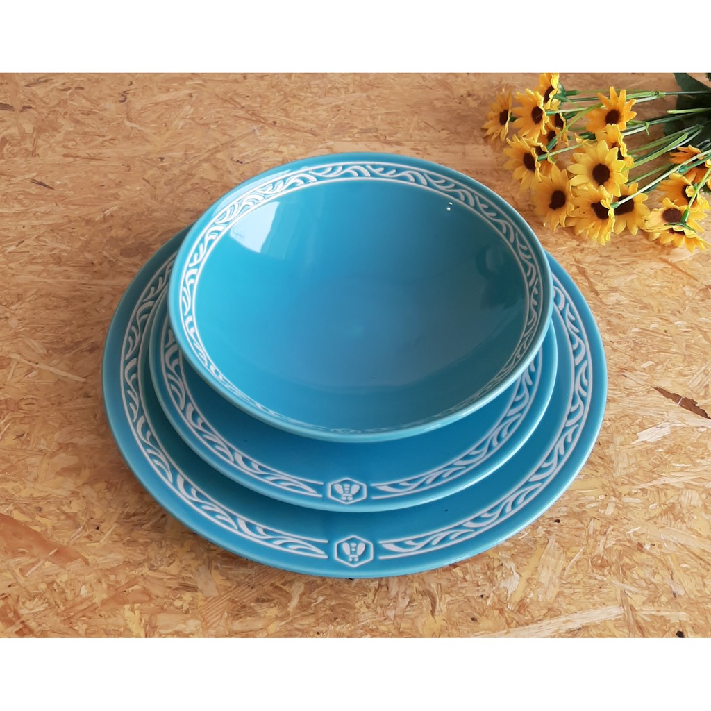 Jual 00190 Dinner Set Keramik Laguiole Motif List Batik Set 3 Pcs ...