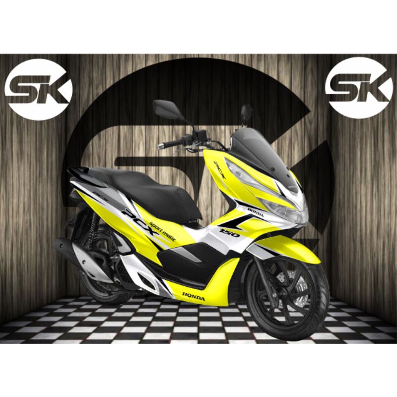 Jual sticker decal full body Honda PCX kuning putih | Shopee Indonesia