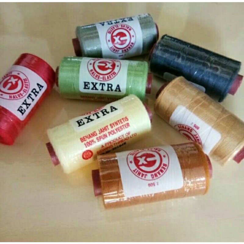Jual Benang jahit extra lusinan (boleh campur warna) / benang extra 500 ...