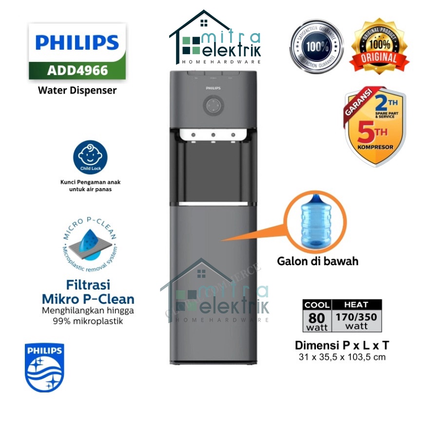 Jual Dispenser Philips ADD4966 Galon Bawah Compressor + Micro PClean ...