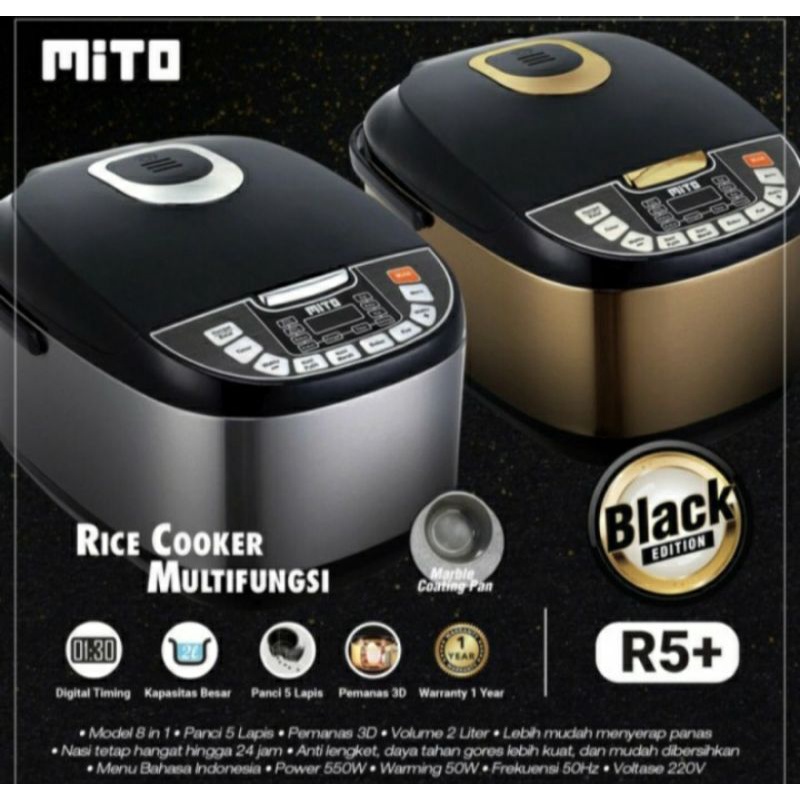 Jual MITOCHIBA DIGITAL RICECOOKER R5+ 8in1/Rice Cooker Mito R5 Plus 2L/Garansi Resmi/Original ...