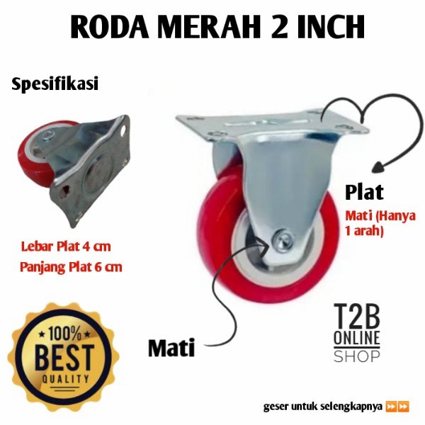 Jual Roda Merah Plat Per Pcs 2 Inch Etalase, Troly | Shopee Indonesia