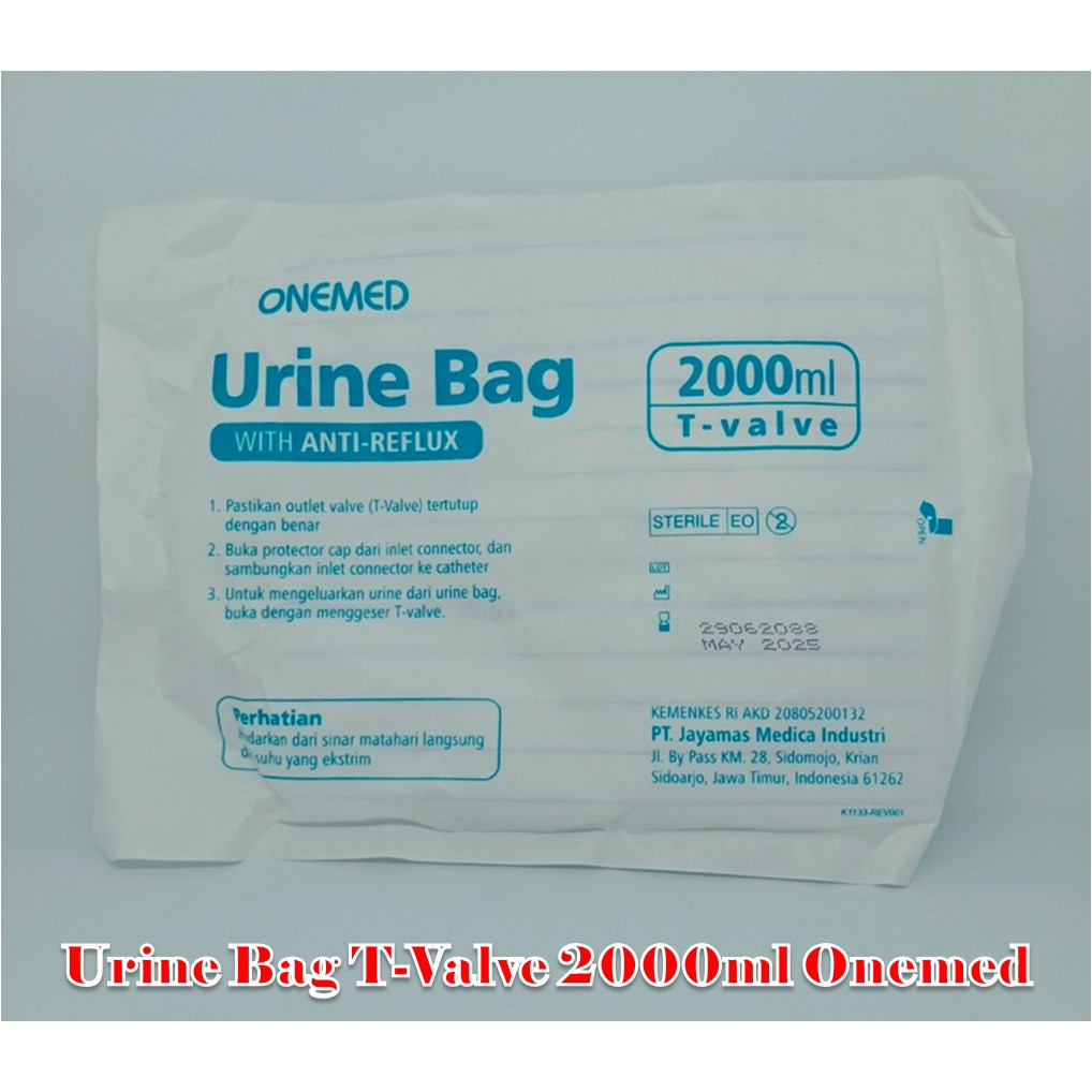 Jual Urine Bag 2liter T-valve Kantong Kencing Urin Bag Onemed | Shopee ...